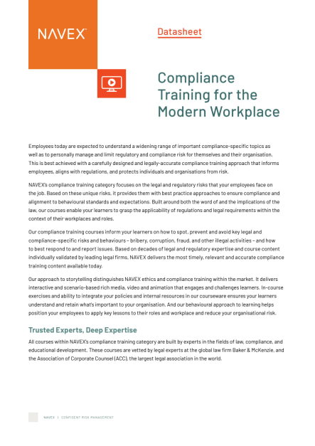 Compliance Training for the Modern Workplace | NAVEX UK